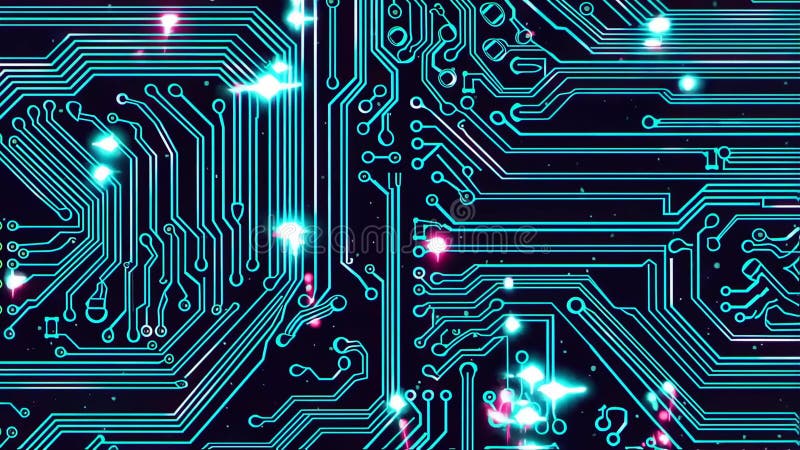 Abstract Electronic Circuit Board with Glowing Traces Animation Stock ...