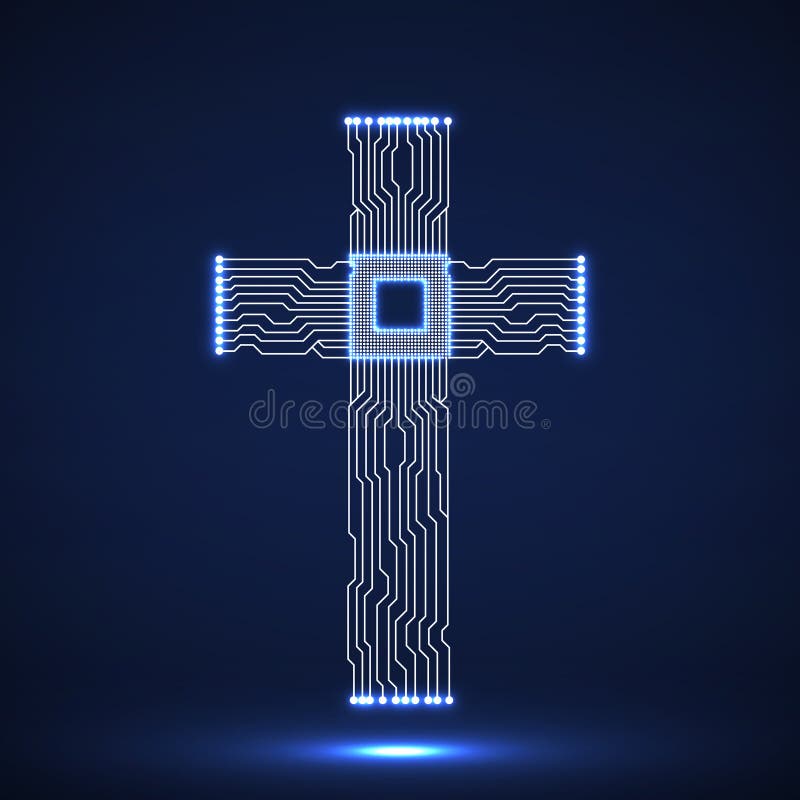 Abstract Electronic Circuit Board in Shape of Cross with Cpu Stock ...