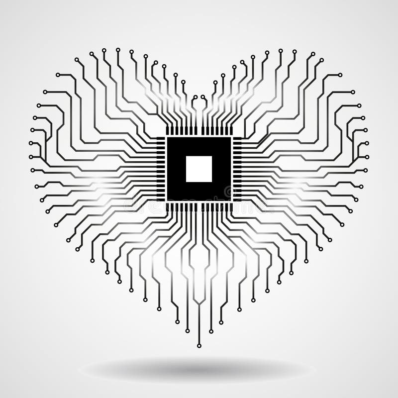 Abstract Electronic Circuit Board in Shape of Heart Stock Vector ...