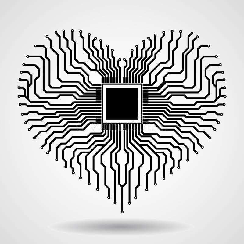 Abstract Electronic Circuit Board in Shape of Heart Stock Vector ...