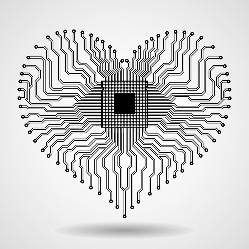 Technology Circuit Board Heart Shape Stock Illustrations – 301 ...