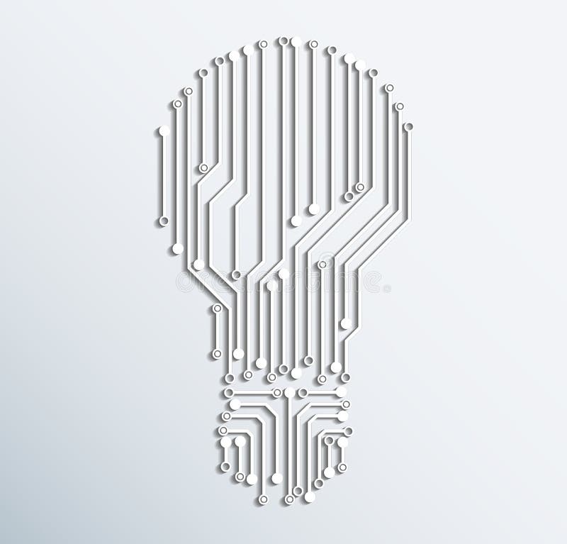 Abstract Electronic Computer Circuit Board Light Bulb Icon.vector ...