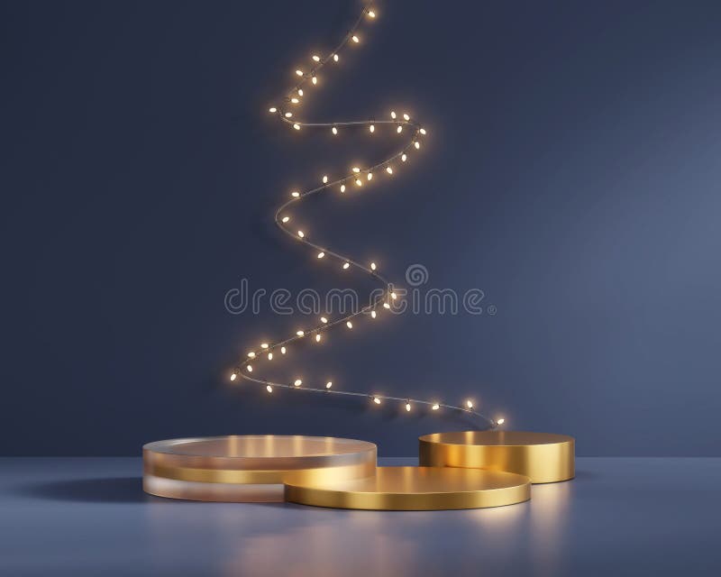 Abstract Elegance Luxury Golden Stage Podium 3d Rendering Stock ...