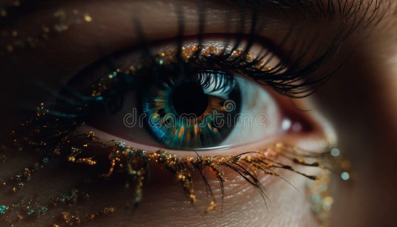 Abstract Elegance One Woman Eye Staring, Reflecting Multi Colored ...