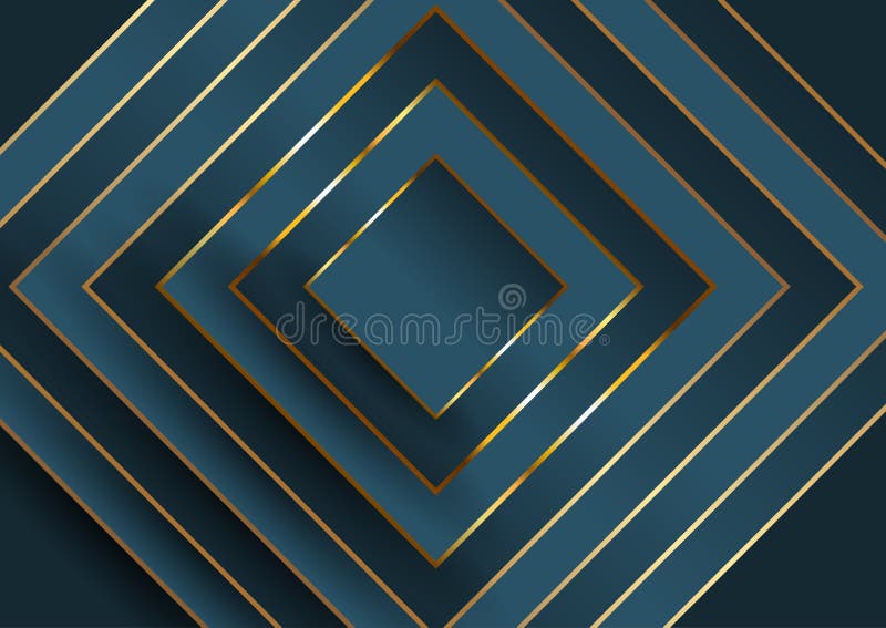 Abstract Elegant Background with Square Design in Blue and Gold Stock ...