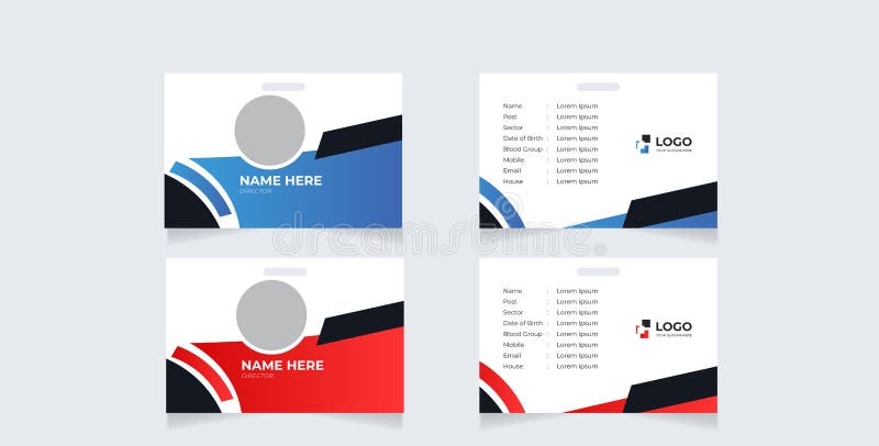 Abstract Elegant Blue Curve Id Card Design, Professional Identity Card ...