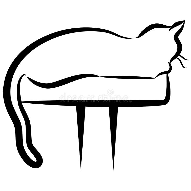 Abstract Elegant Cat Sitting on Perch Stock Vector - Illustration of ...