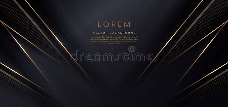 Abstract Elegant Black Background with Golden Line and Lighting Effect Sparkle. Luxury Template ...