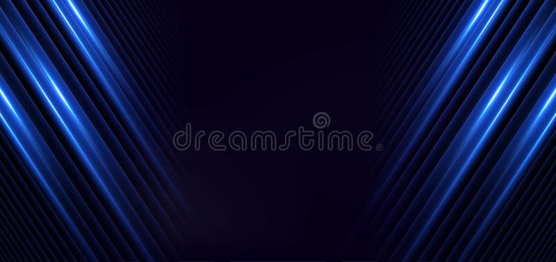 Abstract Elegant Dark Blue Background with Blue Neon Line and Lighting ...