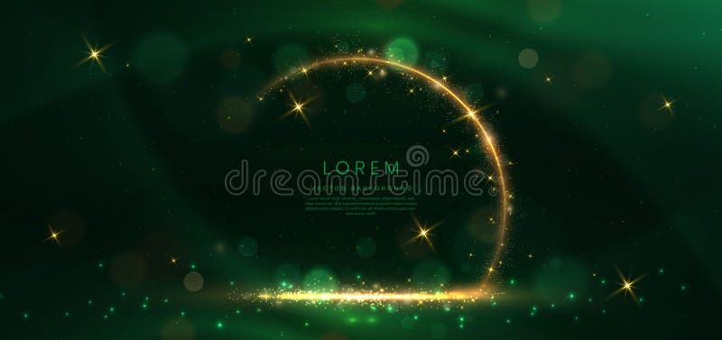 Abstract Elegant Dark Green Background With Golden Glowing Effect