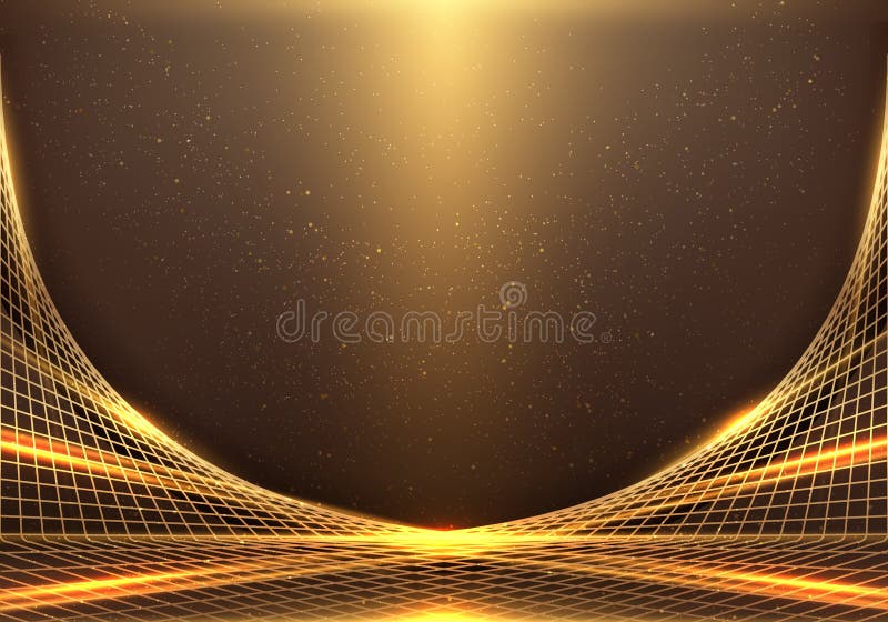 Abstract Elegant Golden Lines Grid Perspective with Lighting Effect and ...