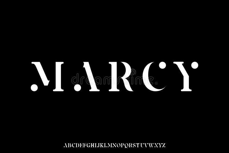 Abstract Elegant Stencil Type Style Serif Alphabet Display Font Vector ...