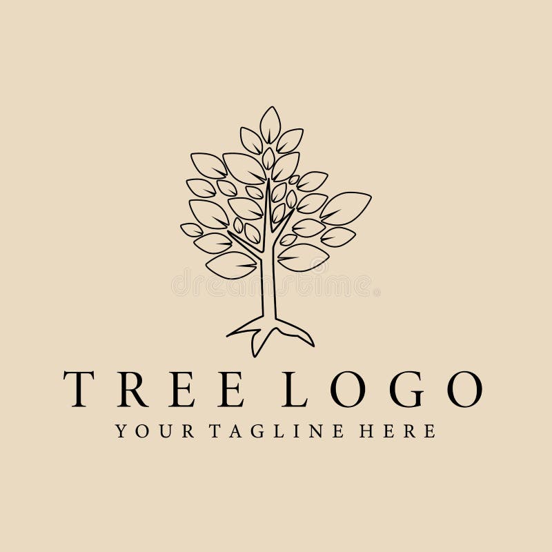 Abstract Elegant Tree Line Logo Icon Design. Graceful Lined Sign Stock ...