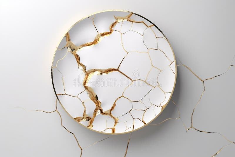 Abstract Elegant White Background with Golden Cracks. Generative AI ...