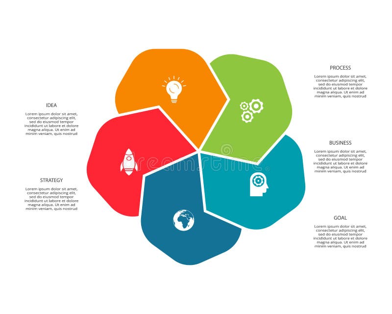 Abstract Elements of Graph, Diagram with 6 Steps, Options, Parts or ...