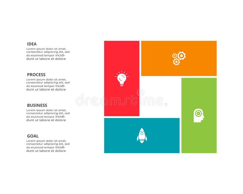 Abstract Elements of Graph, Diagram with 4 Steps, Options, Parts or ...
