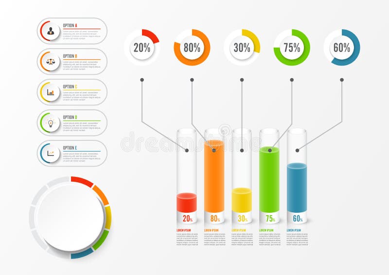 Abstract Elements of Graph Vector Infographic Template with Label ...