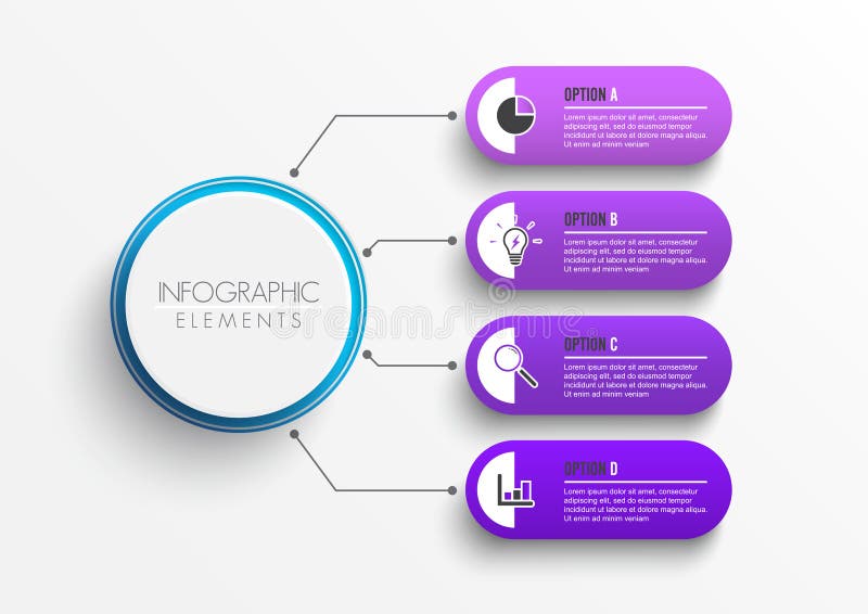 Abstract Elements of Graph Vector Infographic Template with Label ...
