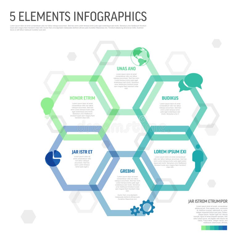 Abstract 5 Elements Hexagonal Infographic Design Stock Illustration ...
