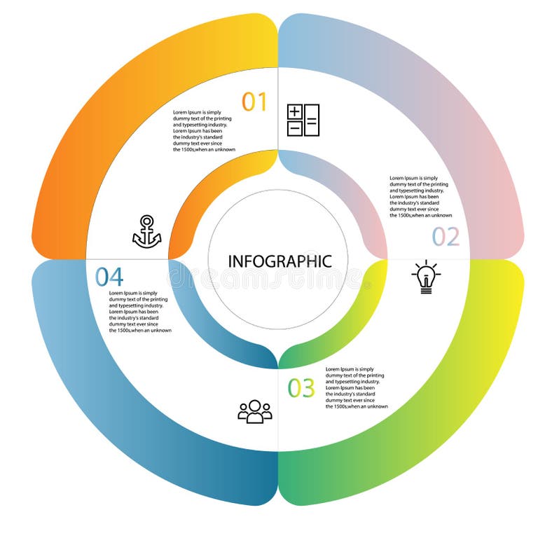 Abstract Elements Infographic Circle Shape Data Vector Template Process ...