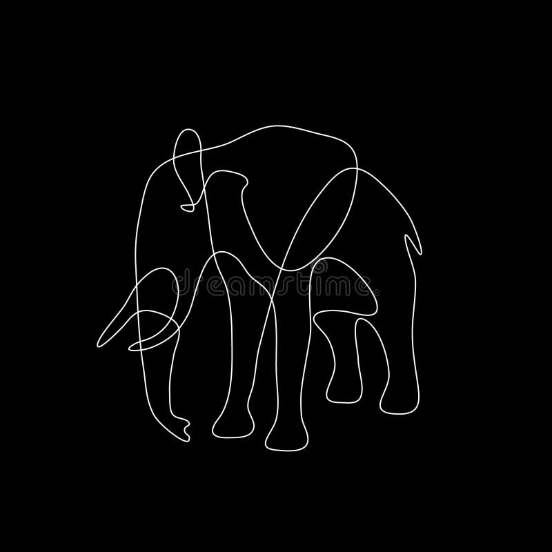 Abstract Elephant. Isolated on Black Background. Vector Outline Stock ...