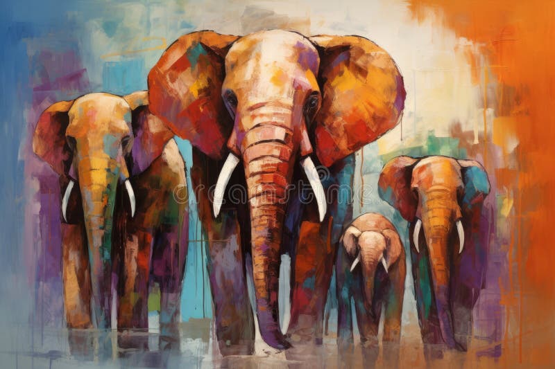 Abstract Elephants Art. Beautiful Illustration Picture Stock ...