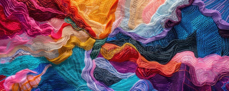 Abstract Embroidery with a 3D Effect Using Layered Threads To Create ... Abstract Embroidery with a 3D Effect Using Layered Threads To Create ...