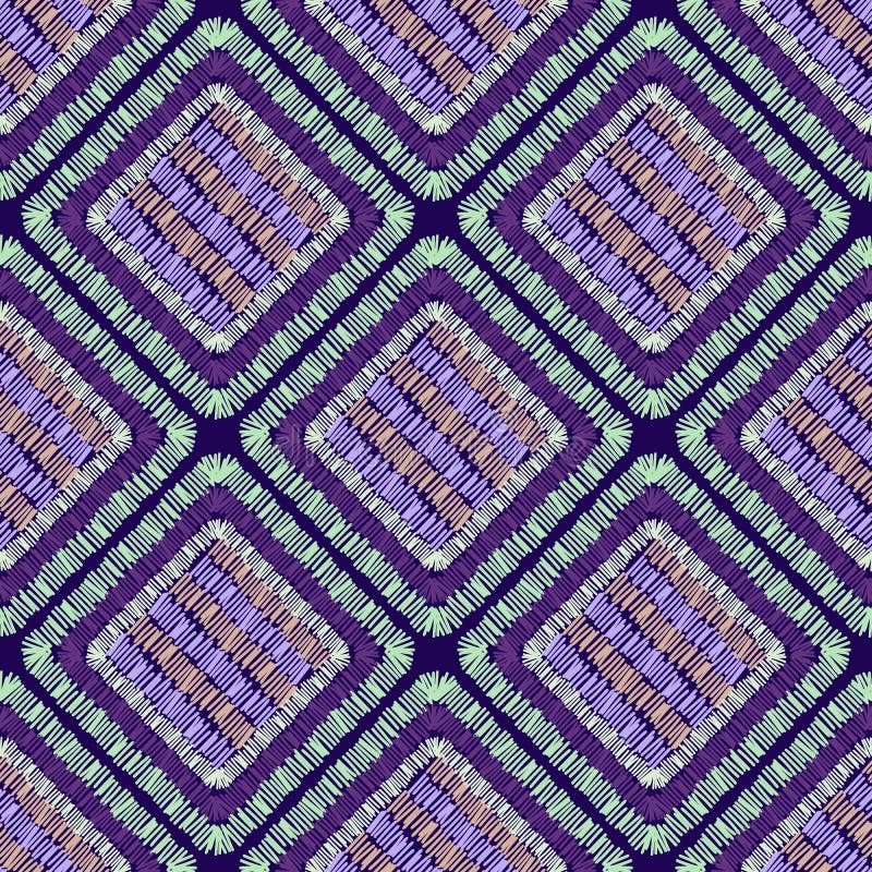 Abstract Embroidery Shapes Geometric Seamless Pattern. Vector Stock ...