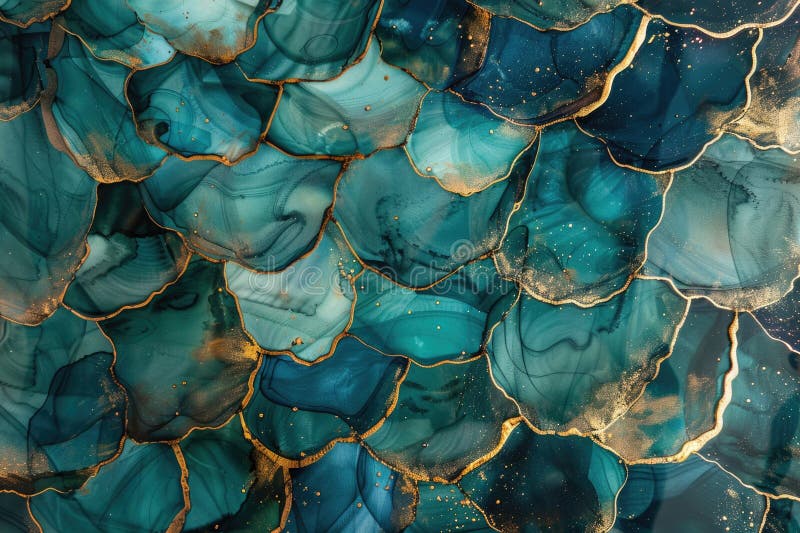 Abstract Emerald and Gold Fish Scales Pattern - Artistic Background ...