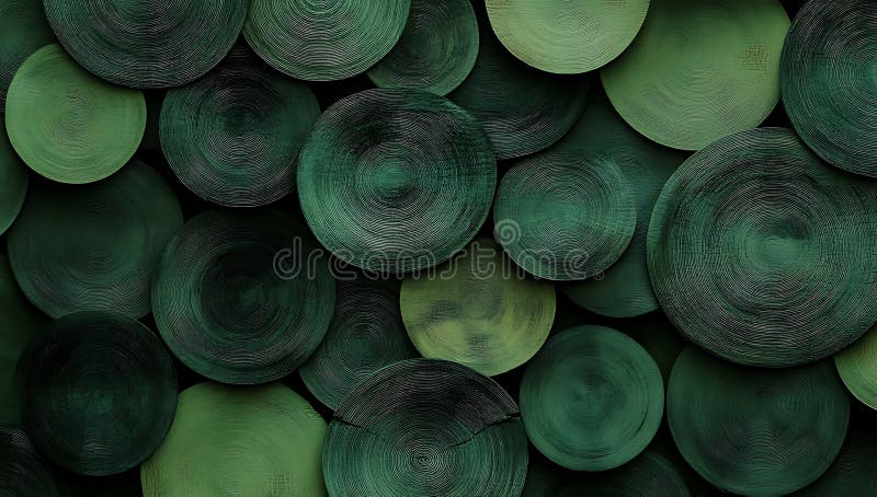 Abstract Emerald Green Circular Wood Texture Overlay Background Stock ...