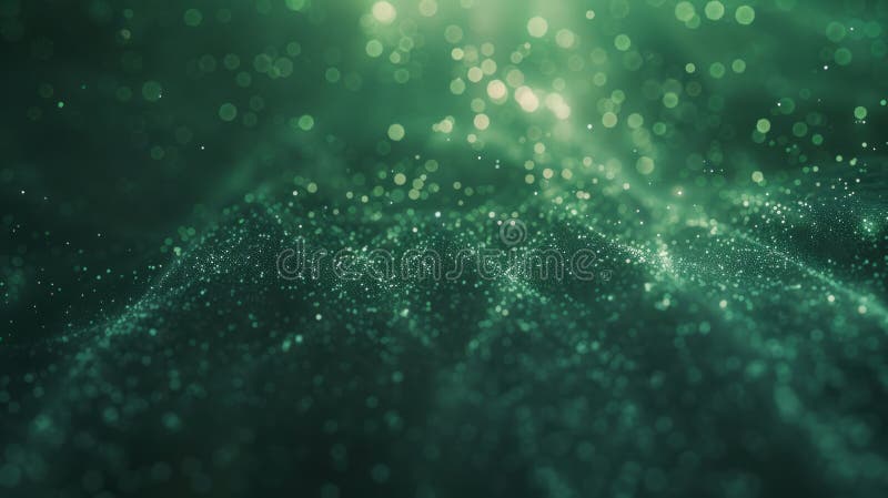 Abstract Emerald Green Glittering Particle Wave Background, Shiny ...
