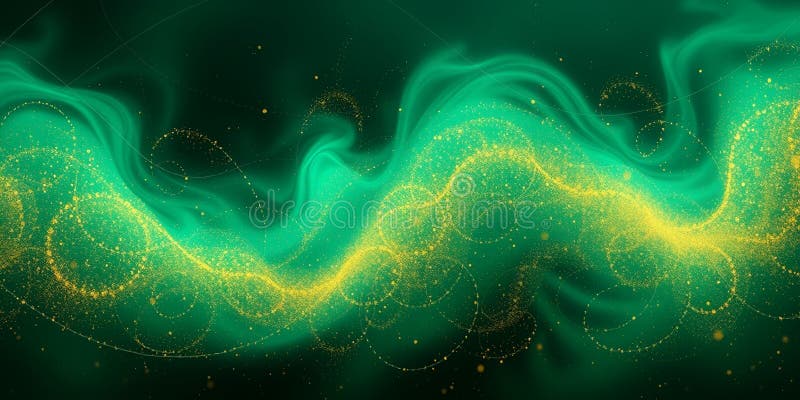 Abstract Emerald Green and Gold Glitter Wave Background Sparkling ...