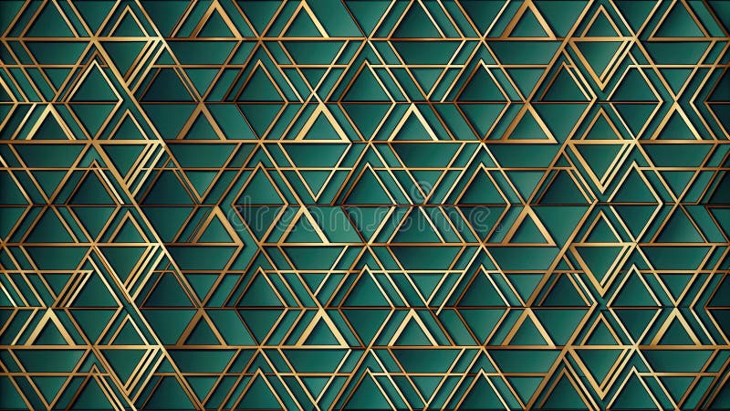 Abstract Emerald Green and Gold Triangular Geometric Pattern Design ...