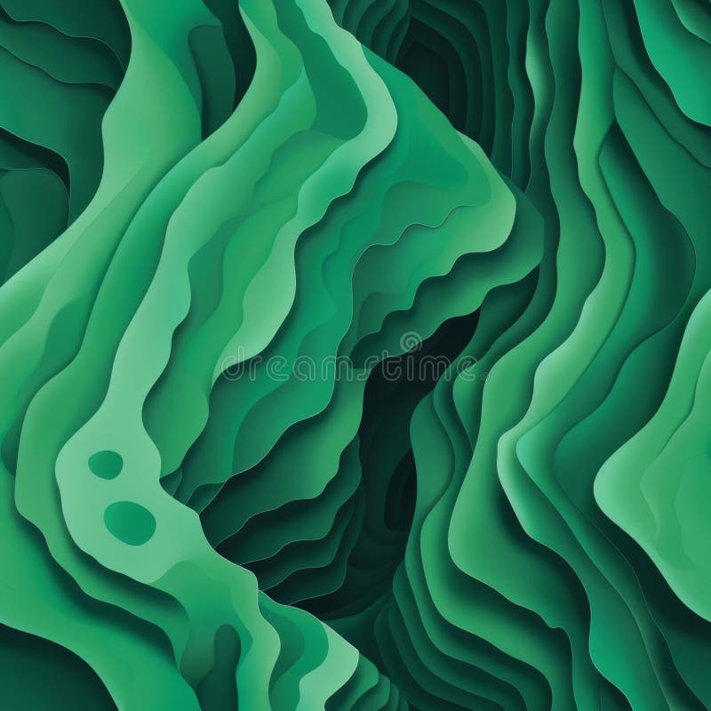 Abstract Emerald Green Paper Waves Texture Stock Image - Image of ...