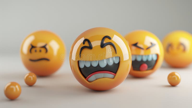 Abstract Emoji in the Form of Balls on a White Surface. Stock ...