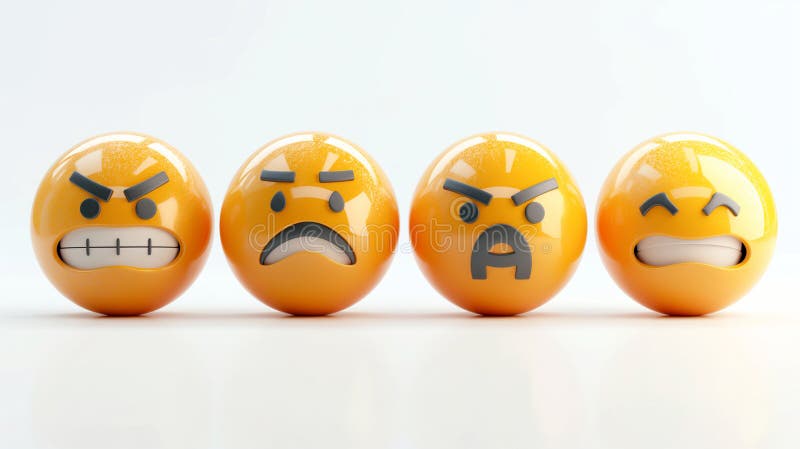 Abstract Emoji in the Form of Balls on a White Surface. Stock ...