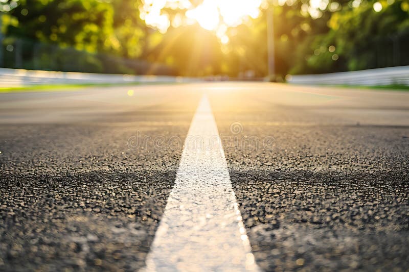 Abstract Empty Asphalt Road with White Lines and Sunlight Stock ...