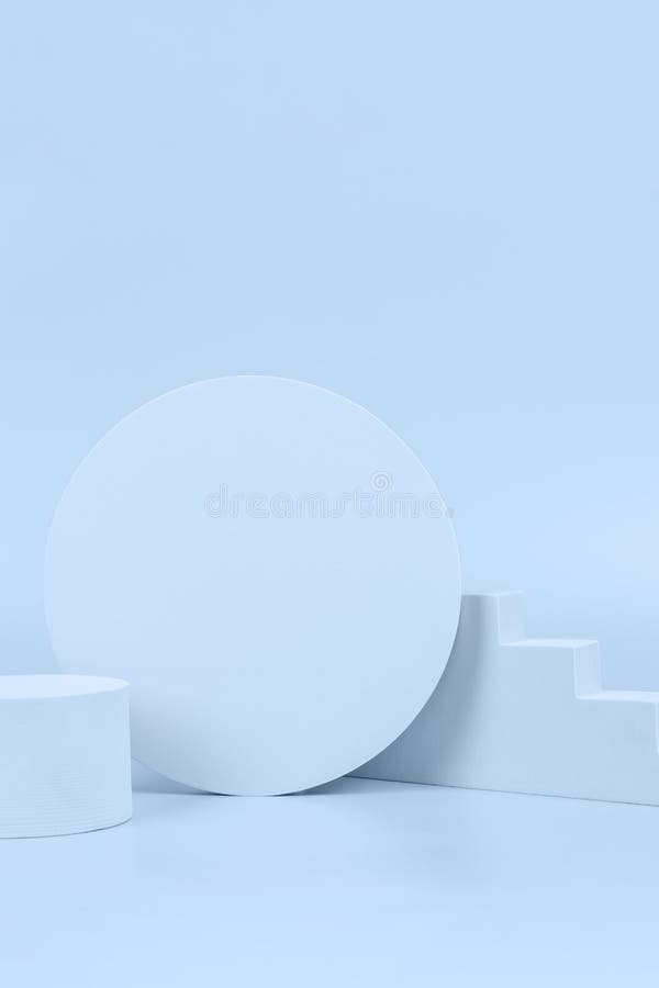Abstract Empty Blue Geometric Shape Podium Platform On Light Blue ...