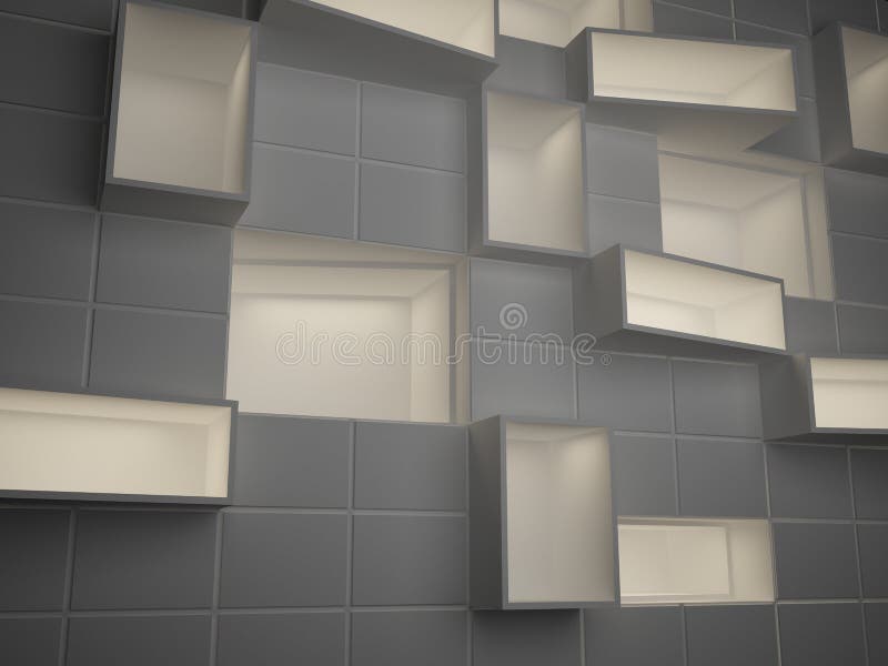 Abstract Empty Boxes in Wall Stock Illustration - Illustration of chaos ...