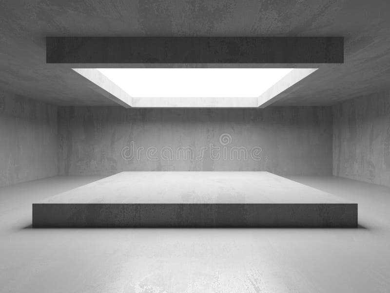 Abstract Empty Concrete Interior. Minimalistic Dark Room Design Template Stock Illustration ...