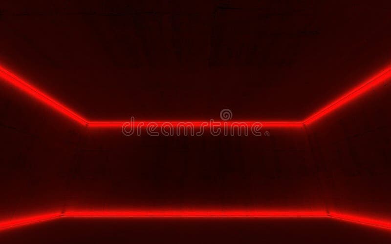 Glowing Red Neon Light Lines, 3d Stock Illustration - Illustration of ...