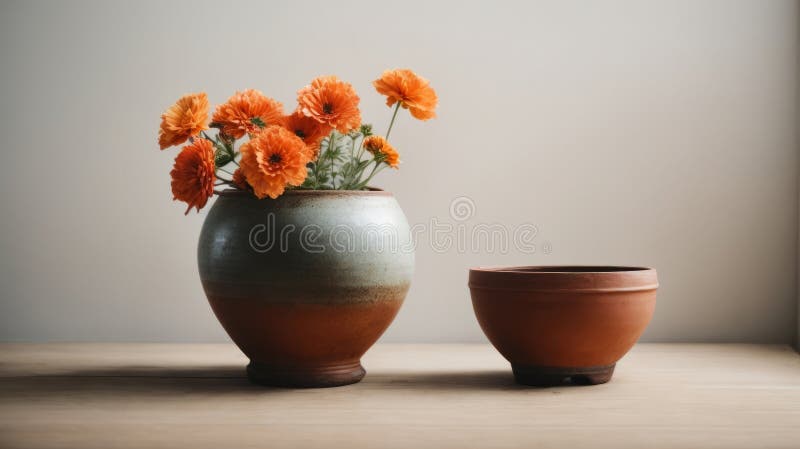 Abstract Empty Flower Pot Isolated on White on the Side View Stock ...