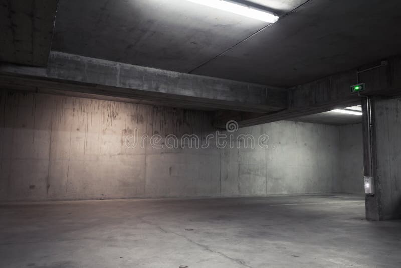 Empty Concrete Wall Showroom Modern Garage Interior with Floor Stock ...