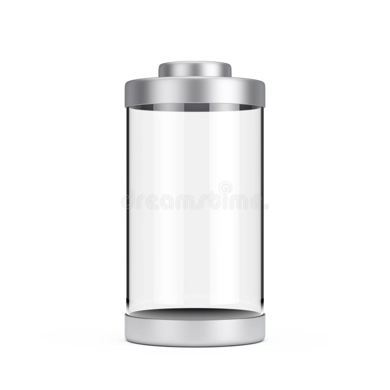 Abstract Empty Glass Battery with Metal Caps. 3d Rendering Stock ...