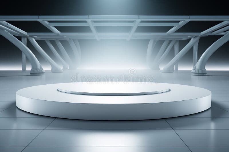 Abstract Empty Gray Podium on Gray Background . Booth Layout for ...