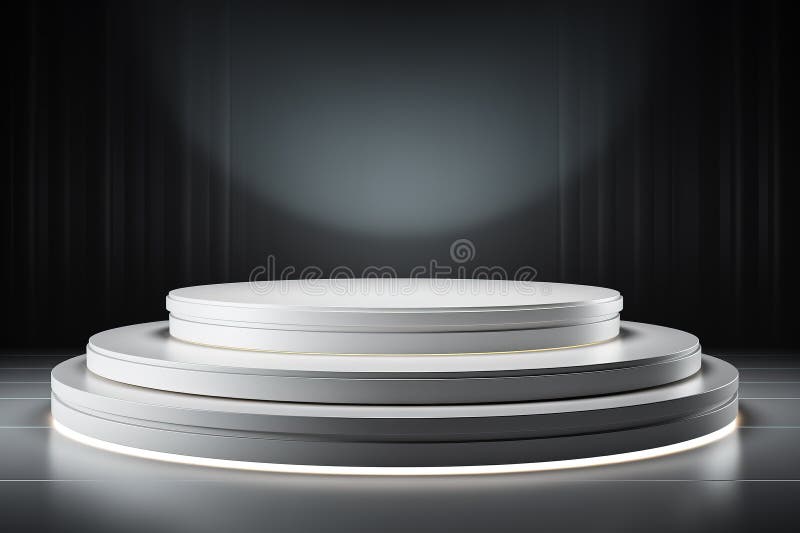 Abstract Empty Gray Podium on Dark Background . Booth Layout for ...
