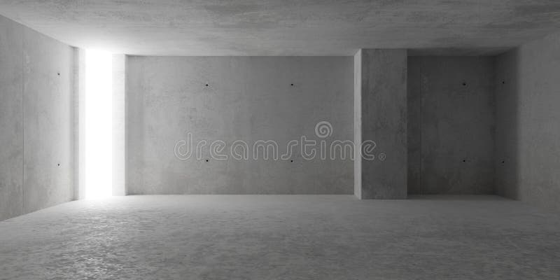 Abstract Empty, Modern Concrete Room with Angled Area Light at the Left ...