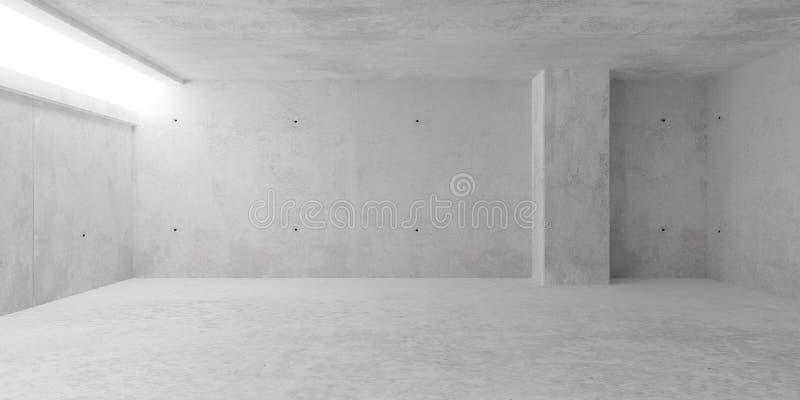 Abstract Empty, Modern Concrete Room with Angled Area Light at the Left ...