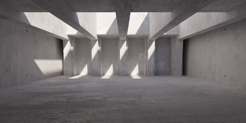 Abstract Empty, Modern Concrete Room with Ceiling Opening, Sunlight and ...