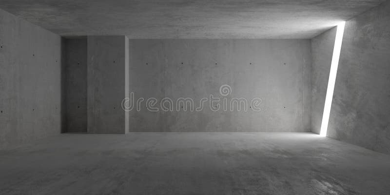 Abstract Empty, Modern Concrete Room with Diagonal Light Stripe in the ...